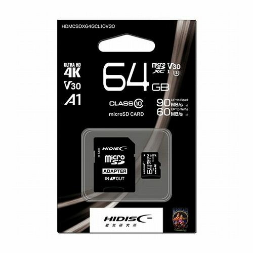 HIDISC 超高速microSDXCカード 64GB CLASS10 UHS-I Speed class3, A1対応【商品説明】マイクロSDXC64GB　class10UHS-1　A1　V30Read:90MB/s　Write:60MB...
