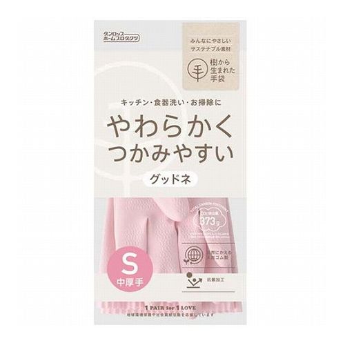 天然ゴム グッドネ中厚手 Sサイズ ピンク〇ゆびさきフィットの中厚手です。内面には裏毛をつけ、スムースに脱ぎはめできます。〇抗菌加工を施しています。〇くり返しご使用いただいても、塩化ビニール製に比べて、硬くなったり、縮んだりしにくく、また強...