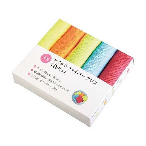超極細繊維が汚れをしっかり落とします。使い分けできるお得な5色セット。メーカー品番:SC-1712内容物:本体(約300×300×2mm)×5素材:ポリエステル生産国:中国パッケージ形態:化粧箱箱サイズ:約150×175×35mm箱入重量:...
