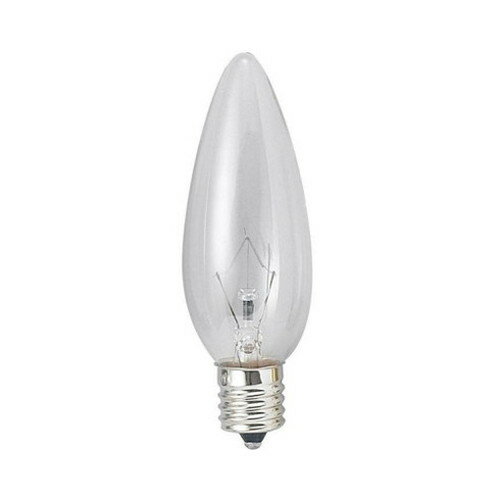 シャンデリア球 C32 E12 40W クリアガラス球の形状が炎型で、クリスタルシャンデリアなどの器具に最適です。●カラー:クリア●消費電力(W):40●定格寿命(h):1500●全長(mm):96●径(mm):32●口金:E12●本体重量...