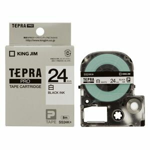 メーカー：キング品番：SS24KJANコード：4971660762606「キングジムテプラPROテープSS24K(白/黒文字24mm幅)」は、キングジム24mm幅のテプラテープカートリッジです。カラーは白色のシールに黒文字。お店のPOPや室...