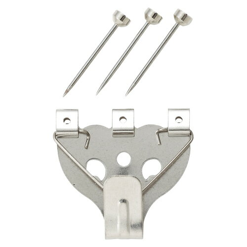 地震対策・落下防止に！ガラス製の額縁にはフックを！石こう壁でも安心の針打ちフックです。●付属品／ステンレスフック大×1個、針×3本（3本針×3本）●単位／1個●メーカー品番／F-4001壁面材質により取り付けられない場合があります。素材:ス...