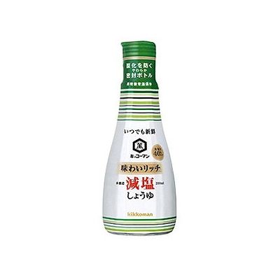 商品概要メーカー：キッコーマン商品名：【軽】キッコーマン味わいリッチ減塩しょうゆ（200mL）区分：食品内容量：200mL商品概要：塩分を控えていながら味わい豊かに仕上げ、通常のこいくちしょうゆと同様にお使いいただけます。JANコード：49...