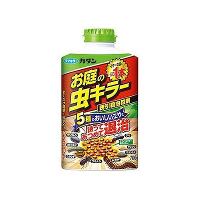 商品概要メーカー：フマキラー商品名：カダンお庭の虫キラー誘引殺虫粒剤（700g）区分：日用雑貨内容量：700g商品概要：お庭のイヤな虫にこれ1本！JANコード：4902424442434商品コード：012815802商品の特徴●食いつきが違...
