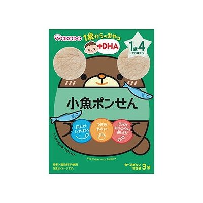 商品概要メーカー：アサヒグループ食品（和光堂）商品名：【軽】1歳からのおやつ＋DHA小魚ポンせん（3g×3袋）区分：食品内容量：3g×3袋商品概要：【1歳4か月頃から】国産米を使用し、いわしを練り込んだ、ほんのりしょうゆ味のノンフライスナッ...