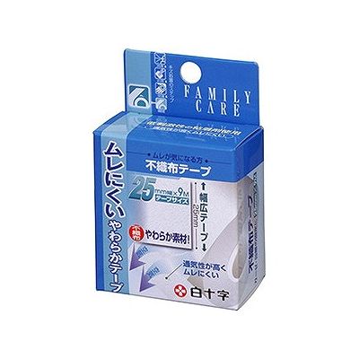 商品概要メーカー：白十字商品名：FC不織布テープ（25mm×9m）区分：日用雑貨内容量：1個商品概要：●通気性が高いレーヨン不織布を使用してますので、ムレを気にする方に最適です。身体のどの部位でもぴったりなじみます。●はさみ不要。手で簡単に...