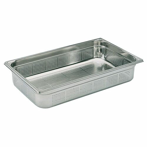 ブウジャー ステンレス 穴明きホテルパン 7434.10 1／2×100mm AHT4711 JANコード 3109617434103●メーカー品番:7434.10●サイズ表示:1/2●深さ(mm):100●間口×奥行(mm):325×26...