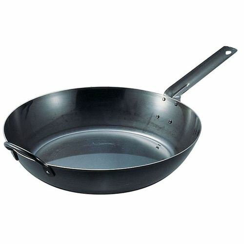 遠藤商事 SA鉄黒皮オーブン用厚板フライパン 40cm AHL94040 JANコード 4905001013027●サイズ表示(cm):40●内径×深さ(mm):400×78●柄長(mm):200●重量(kg):2.95●底径(mm):29...