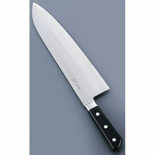 堺菊守 日本鋼（口金付）巾広厚口牛刀 27cm AKK9001 JANコード 4582226899409●サイズ(cm):27●全長(mm):415●重量(g):500●背厚(mm):4.0●材質：日本鋼■堺菊守日本鋼(口金付)日本鋼を使用...