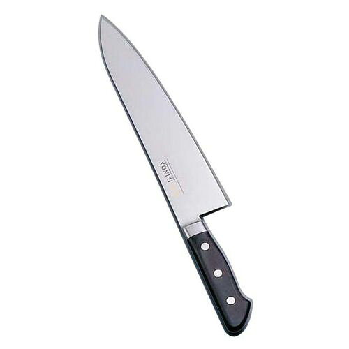 堺寛光 INOX 牛刀（両刃） 18cm AZT0901 JANコード 4974158510048●サイズ(cm):18●全長(mm):300●重量(g):145●背厚(mm):2.0●材質：刃身:モリブデン鋼、柄部:合板柄■堺實光INOX...