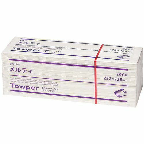 トウカイ ペーパータオル （20束入） メルティ タウパー KTO2901 JANコード 4902092774387●サイズ(mm):232×238(平判3ツ折)●ケース入数:200枚×20束入●材質：木材パルプ紙(白)■使用原料:天然パル...