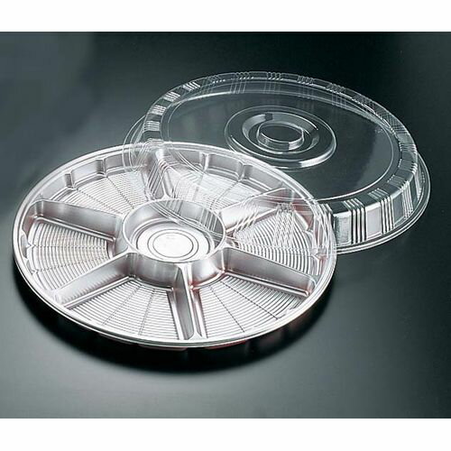 福助工業 サークルトレー透明蓋付（20セット入） FP-8シルバー（7仕切） GSC0303 JANコード 4977017207059●品番:FP-8●仕切数:(7仕切)●外径×高さ(mm):460×85●本体深さ:40●材質：ポリスチレン...