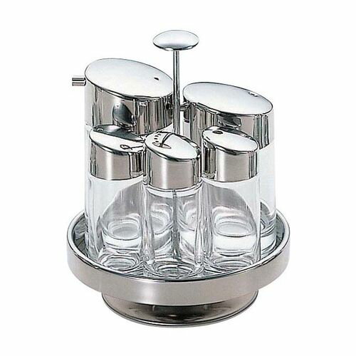 吉沼硝子 ♯900 五本立カスターセット PMT03 JANコード 4580157483537●直径×高さ(mm):φ123×150●重量(g):755●材質：カスター台：18-8ST．真鍮＋クロームメッキ、蓋表：18-8ST、蓋裏：P.P...