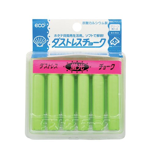 日本理化学 ダストレス蛍光チョーク（6本入） 緑 DCK-6-G PTY4504 JANコード 4904085115658●色:緑●メーカー品番:DCK-6-G●直径×全長(mm):11.2×63.5●材質：炭酸カルシウム■粉が出ない「ダス...