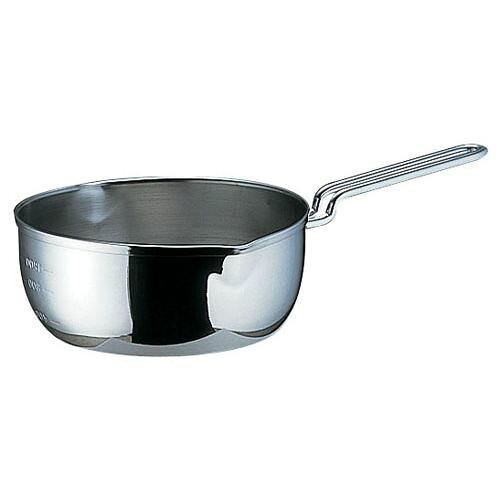 遠藤商事 SA18-10共柄三層鋼雪平鍋（目盛付） 24cm AYK52024 JANコード 4905001019555●サイズ表示(cm):24●内径×深さ(mm):234×90●容量(L):3.6●目盛表示(cc):1.000・1.50...