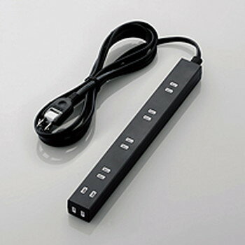 エレコム スリムタップ ほこり防止シャッター付き 雷ガード内蔵 T-NSLK-2630BKJANコード：4953103302075■ACアダプタもすっきり接続できるほこり防止シャッター付きスリムタップです。■タップの差込口の間隔が約58mm...