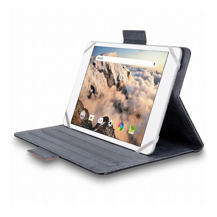 【商品説明】7〜8.4インチのタブレットに対応し、高級感のあるソフトレザーを使用した手帳タイプの汎用タブレットケースです。シリコン製ラバーバンドでタブレットの四隅をしっかりホールドすることで、7〜8.4インチのタブレットにフレキシブルに対応...
