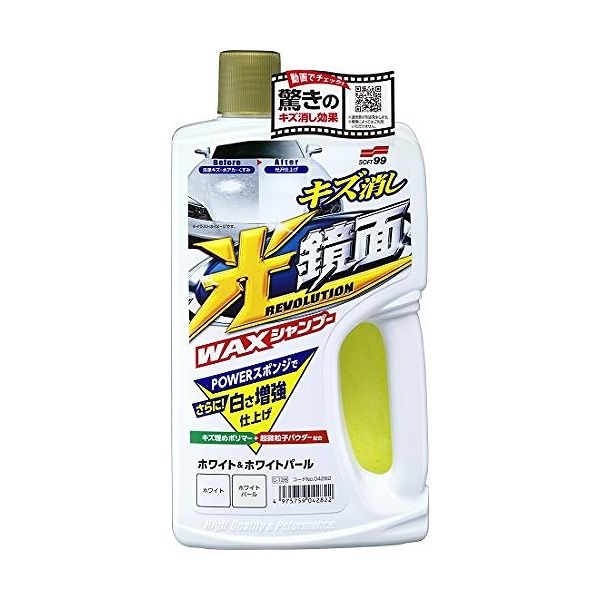 ソフト99 車用 光鏡面WAXシャンプー 04282 ホワイト＆ホワイトパール用JANコード：4975759042822生産国::日本製材質・素材::界面活性剤・洗浄助剤・撥水剤付属品::液状ボトル×1・POWERスポンジ×1700ml自動...