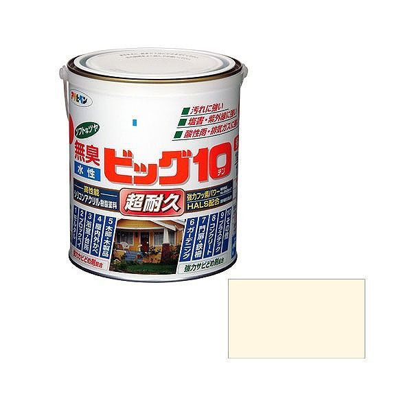 【商品詳細】特殊フッ素樹脂、反応硬化型シリコン変性アクリル樹脂、紫外線防止材(HALS)の相乗効果により、汚れにくく、耐久性に優れた高性能塗料　サビドメ剤・防カビ剤を配合していますので、長期間サビやカビの発生を防ぎます。　いやな臭いのしない...