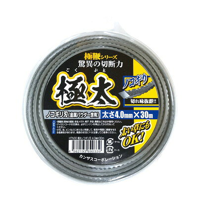 【商品説明】●ハイグレードナイロンコードです。●職人、道路管理業者様ご使用。10年以上の販売実績。●品番HTAの金属パウダー含有は4倍長持ち長寿命。【用途】●草刈作業に。●サイズ：4.0mm×30m●形状：極太ノコギリ刃●サイズ：4.0mm...