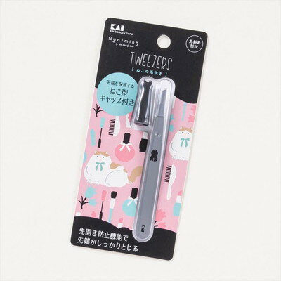 【商品説明】●ねこをモチーフにした毛抜きです。●先開き防止機能で先端がしっかりとじる。●先端を保護するネコ型キャップ付き。●サイズ：96×9×10mm●重量：12g●材質：本体/ステンレススチールキャップ/シリコーン●中国※メーカーの都合に...