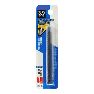 【商品説明】●先端研磨シンニング刃。●コバルトハイス鋼を使用。●ステンレスなどの難削材に最適。●サイズ（mm）：80×3.9×3.9●質量（g）：6●適応材：軟鉄・鋳鉄・鉄鋼・ステンレス鋼●入数：1本●穴あけ可能深さ：ドリル径の5倍まで●材...