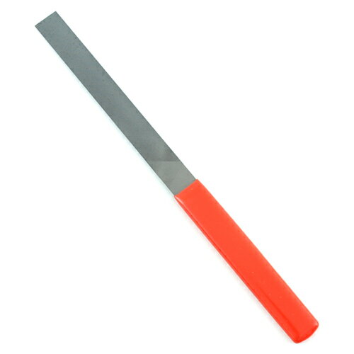 【用途】スリット状の溝修正加工用のヤスリ。【機能・特徴】0.5mm厚さによって、スリット状の溝の修正加工に使用します。【仕様】●ヤスリ目数：45cut/cm。●ソフトグリップ付。●形状：平。●刃長90mm。●目種：複目。【材質】●本体：SK...