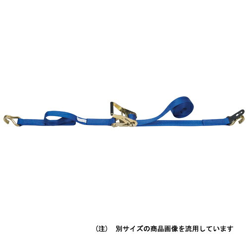 【用途】荷物の固定。【機能・特徴】ラチェット式で強く確実に荷締めが出来る。耐久性に優れたポリエステルベルト使用。端末Jフックはいろんな所に掛けられる万能型。【仕様】●ベルト幅：50mm。●ベルト長：巻取5m。●ベルト長：固定1m。●使用荷重...