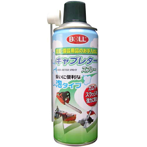 【用途】園芸用キャブレタースプレー。【機能・特徴】扱いに便利な泡タイプです。ガムやスラッジを強力に除去致します。【仕様】●内容量：420ml。【材質】●ノズル：ポリエチレン。●キャップ：ポリエチレン。●本体：金属。●ラベル：紙。●伸縮フィル...