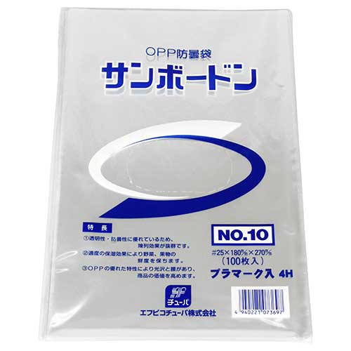 【用途】プラマーク付き化粧箱入り袋・フィルム。【機能・特徴】透明性が高く、防曇加工を施したことにより袋の中の水分が水滴にならず、鮮度の保持性が高く内容物を守ります。【仕様】●外寸：180×270mm。●厚み：25。●穴：4H。●製品一枚重量...