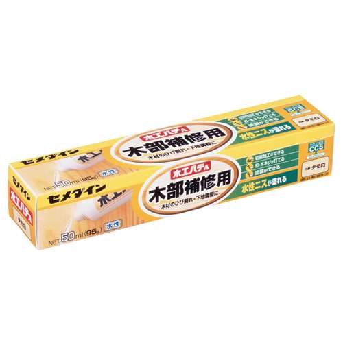 【用途】木材のひび割れ・下地調整。【機能・特徴】溶剤系パテと同様の速乾性と、水性ニス・水性ステインでの着色が可能です。サンディングや塗装も可能です。タモ白は白木系の木材にマッチするライトベージュ系の色調です。【仕様】●内容量：50mL。●色...
