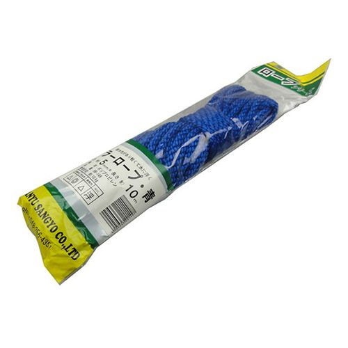 【用途】荷物の固定・梱包用。【機能・特徴】耐水性があり軽くて水に浮きます。【仕様】●サイズ(約)：太さ5mm×長さ10m。●使用目安：約10kg。●色：青。【材質】●ポリプロピレン。【送料について】北海道、沖縄、離島は送料を頂きます。