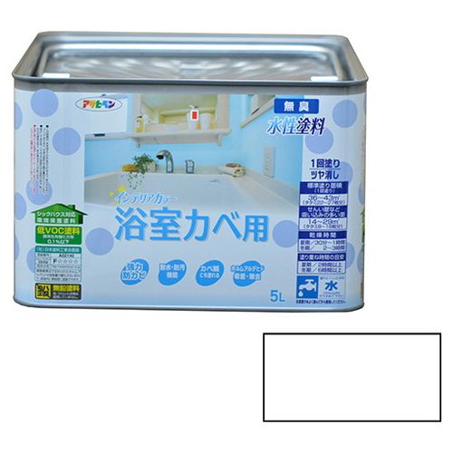 【用途】浴室、台所、洗面所など屋内の壁や天井、窓枠などの木部への塗装。【機能・特徴】塗料に含まれるVOC(揮発性有機化合物)は0.1%以下、シックハウスの原因とされるホルムアルデヒドを吸着・除去する環境保護塗料です。壁紙・ビニール壁紙の上に...
