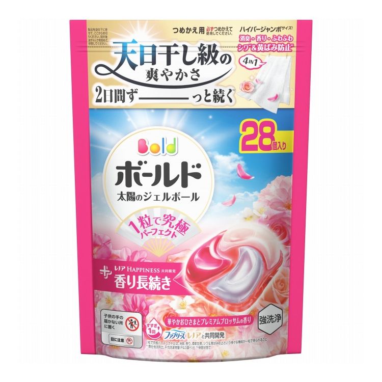【商品詳細】部屋干しでも天日干し級の爽やかさ！4　in1　消臭・ふわふわ・香り・しわ／黄ばみ防止メーカー名:P＆Gジャパン生産国・加工国:日本内容量:28個【代引きについて】こちらの商品は、代引きでの出荷は受け付けておりません。【送料につい...
