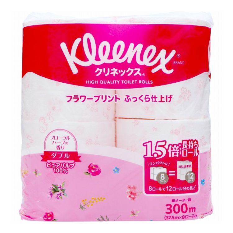 このページは4901750249014単品が4個セットの商品ページです【商品特徴】●8ロールで12ロール分の長さ●たっぷり使えて取替えの手間を軽減●省スペース化で保管もスッキリ●家庭用トイレホルダー適応サイズ●フラワープリント（ピンク）にフ...