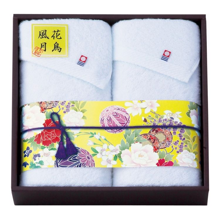 確かな技術と伝統に育まれてきた今治の魅力。【セット内容】フェイスタオル×2【商品サイズ】フェイスタオル340mm×750mm【材質】綿100%商品重量：440g箱サイズ：箱300×300×63mm備考※メーカー都合により、デザイン・内容等が...