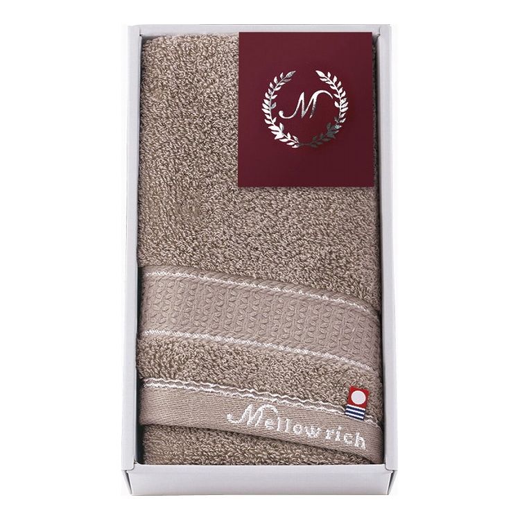 今治 メローリッチ フェイスタオル ブラウン IMM50200-BR【商品説明】二つの綿をブレンドした超甘撚り糸「さらしな」をパイルに使用した、リッチな肌触りのタオルです。ボリュームがありながらも毛羽が少なく、手に馴染むようなやわらかさ。軽...