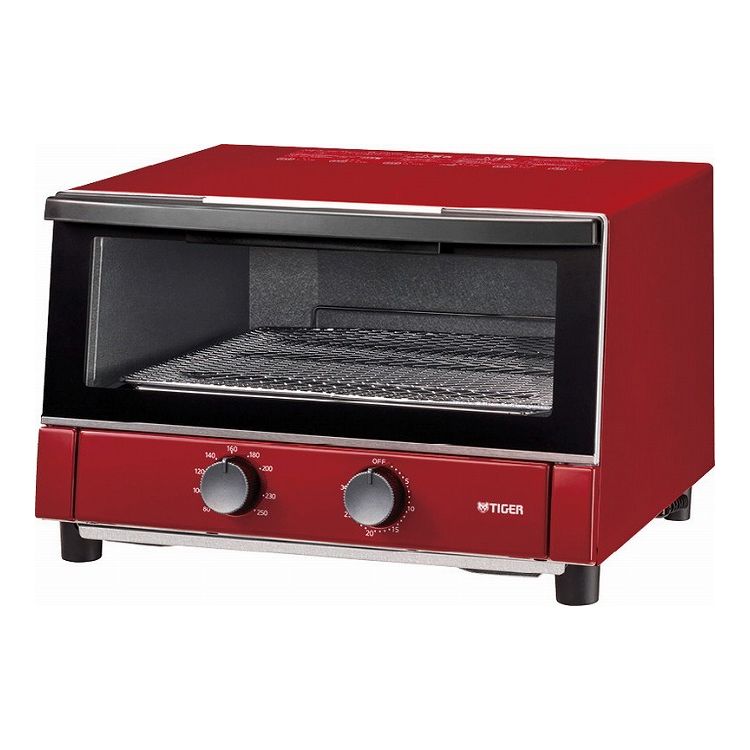 タイガー魔法瓶 オーブントースター レッド KAM-S132R【商品説明】・遠赤ヒーター＆温度調節・火力5段切替 ・ワイド庫内・大きくせり出す焼きアミ 本体・調理トレイ：鋼板、タイマーツマミ・温調ツマミ：PBT、扉取っ手：PF ★調理トレイ...