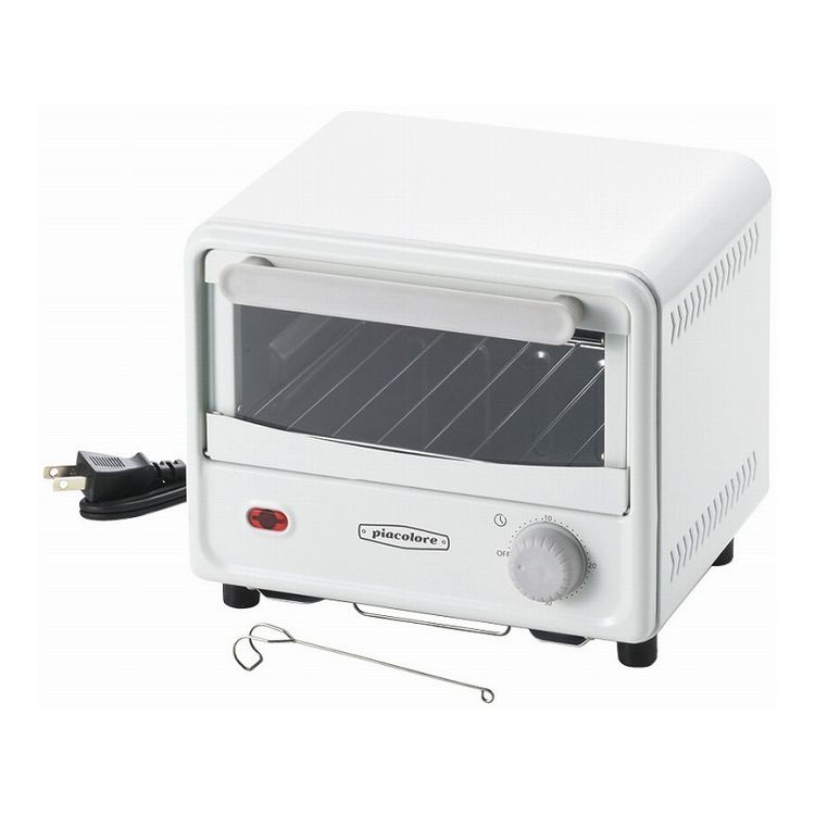 ピアコローレ ミニオーブントースター ホワイト PCL-40W【商品説明】ちょっと小さめでオシャレな調理家電。レトロ風カラーで日常に彩りを。ミニサイズのオーブントースター。角型食パンが1枚入るコンパクトなタイプなので、置きやすく場所に困りま...