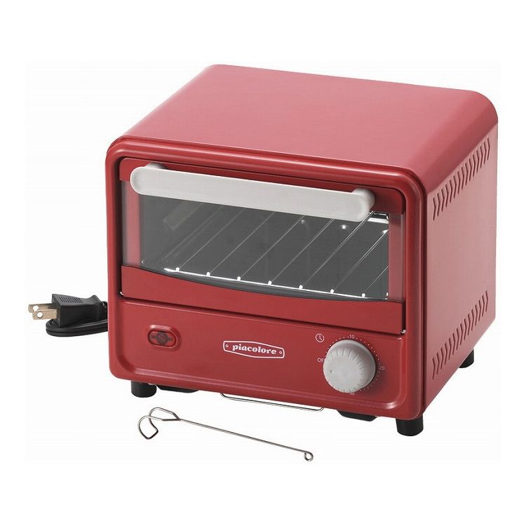 ピアコローレ ミニオーブントースター レッド PCL-40R【商品説明】ちょっと小さめでオシャレな調理家電。レトロ風カラーで日常に彩りを。ミニサイズのオーブントースター。角型食パンが1枚入るコンパクトなタイプなので、置きやすく場所に困りませ...