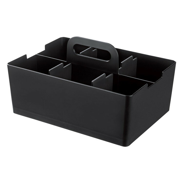 小物をまとめて収納し、持ち運べるデスクオーガナイザー。タブレットやスマートフォンを立てかけられるので、テレワークなどに便利です。また、コスメボックスとして使用する際は鏡が立てかけられて便利です。仕切板4枚付。ポリプロピレン26×18.8×1...