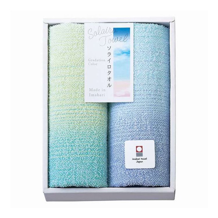 今治タオルグラデーションタオルセット日本製※デザイン・内容等が変更になる場合がございます。【セット内容】-サイズ：32×75cm重量/容量：-箱サイズ：24.7×18.2×5cm材質：綿100%【代引きについて】こちらの商品は、代引きでの出...