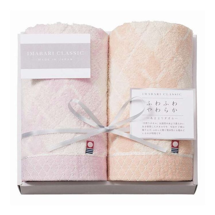 ふわふわもちもちの肌触り。素肌が喜ぶ今治タオル。「甘撚りタオル」は通常の糸より柔らかい糸を使用したタオルです。今治で丁寧に織り上げ、ふわっと軽く吸水性にも優れているのが特徴です。日本製【セット内容】-サイズ：33×80cm重量/容量：-箱サ...