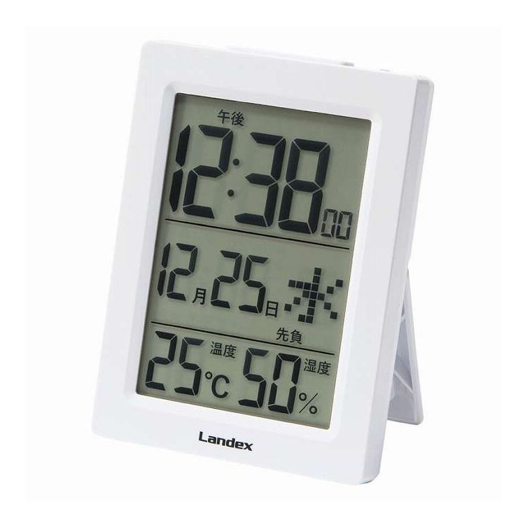 お部屋の温度・湿度が確認できる常時点灯機能付きデジタル時計。六曜表示もついたすぐれものです。★単4乾電池3本使用（別売）【セット内容】-サイズ：11.1×8×2.4cm重量/容量：-箱サイズ：3.8×9.5×12.7cm材質：ABS樹脂【代...