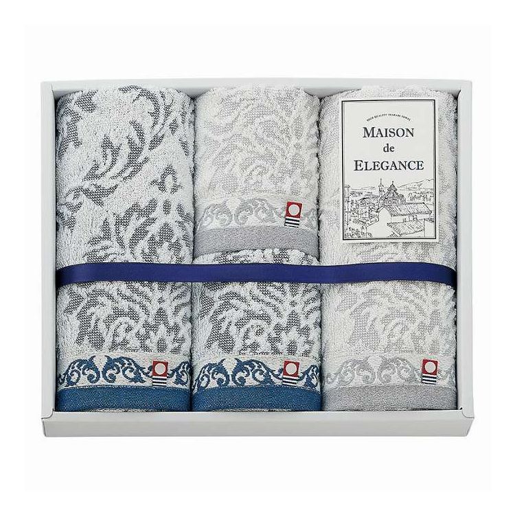 洋風エレガント柄今治産タオルセット日本製【セット内容】-サイズ：フェイスタオル:32×75cm、ウォッシュタオル:32×34cm重量/容量：-箱サイズ：23.6×28.7×5cm材質：綿100%【代引きについて】こちらの商品は、代引きでの出...