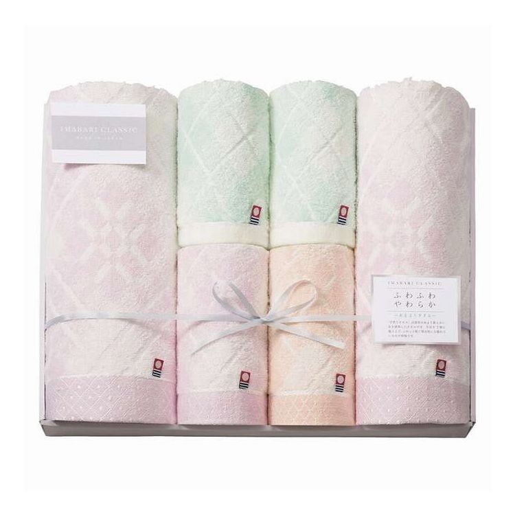 ふわふわもちもちの肌触り。素肌が喜ぶ今治タオル。「甘撚りタオル」は通常の糸より柔らかい糸を使用したタオルです。今治で丁寧に織り上げ、ふわっと軽く吸水性にも優れているのが特徴です。日本製【セット内容】セット内容/バスタオル（60×120cm）...