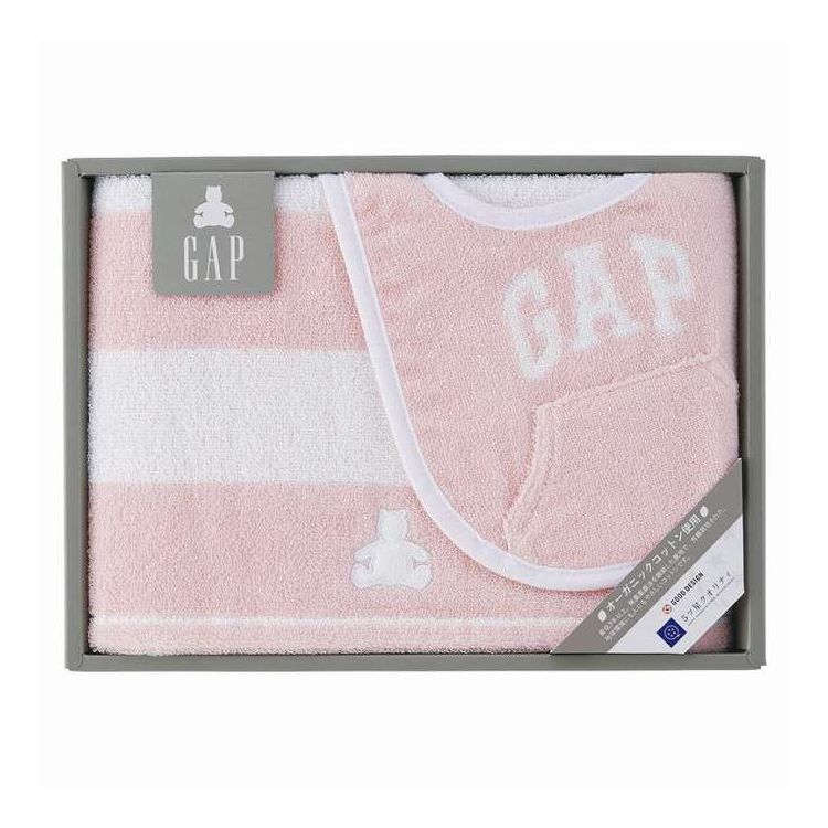 GAPとはクリーンで自信に満ち溢れ、快適かつ身近であり、クラシックモダンなブランドです。【セット内容】-サイズ：ミニバスタオル:45×90cm、スタイ:20×31.5cm重量/容量：0.3kg箱サイズ：22×30×4.5cm材質：タオル・ス...