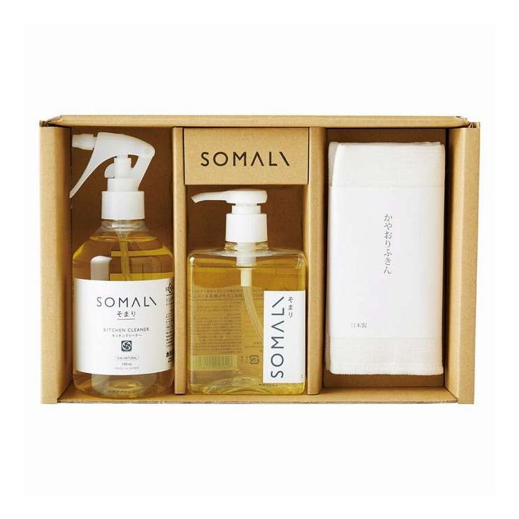 本当にいいものだからこそ、シンプルに。天然素材の優しさと石けん職人のこだわりが詰まったあなたのくらしに寄り添うハウスケア&ボディケアブランドです。【セット内容】台所用石けん（300ml）・キッチンクリーナー（300ml）・かやおりふきん（3...