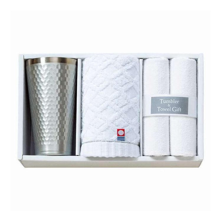 ステンレスの真空断熱二重構造で飲み頃の温度をキープするタンブラー。冷たいものを入れても結露せず、温かいものを入れても本体外側が熱くなりません。今治マーク（第2023-261号）【セット内容】マイクロファイバークロス（25×25cm）×2、タ...