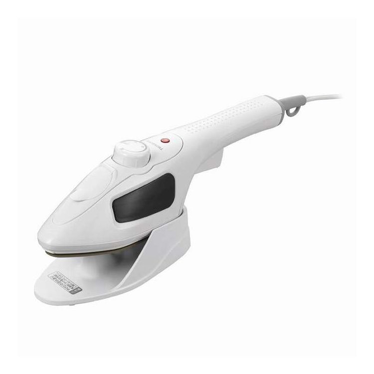 洋服をハンガーにかけたままサッとシワ伸ばしができる。アイロンかけ面はセラミック加工。高/中/低の温度調節機能付。★スタンド・計量カップ付★コードの長さ:2.5m★消費電力:800W【セット内容】-サイズ：約33.5×8×9.8cm重量/容量...